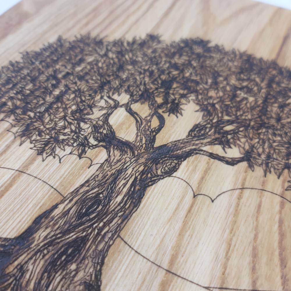 Livre d'or personnalisable en bois pyrogravé arbre